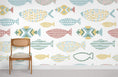 Colorful Whimsical Fish Pattern Wallpaper Mural | Ever Wallpaper