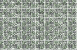 Vintage Green Geometric Tile Mural Wallpaper | Ever Wallpaper
