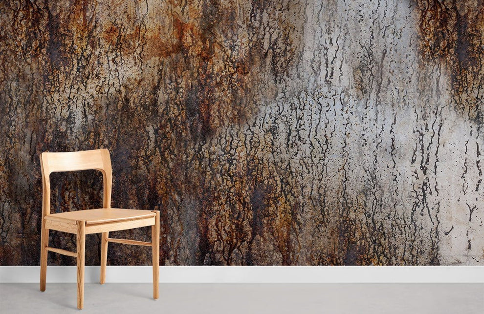 Rustic Abstract Brown Metal Wallpaper Mural | Ever Wallpaper ...
