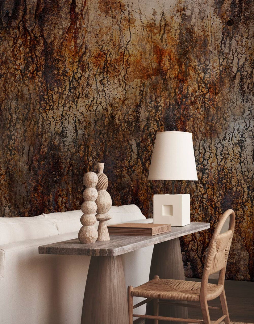 Rustic Abstract Brown Metal Wallpaper Mural | Ever Wallpaper ...