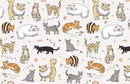 Whimsical Cat Illustration Kids Mural Wallpaper | Ever Wallpaper