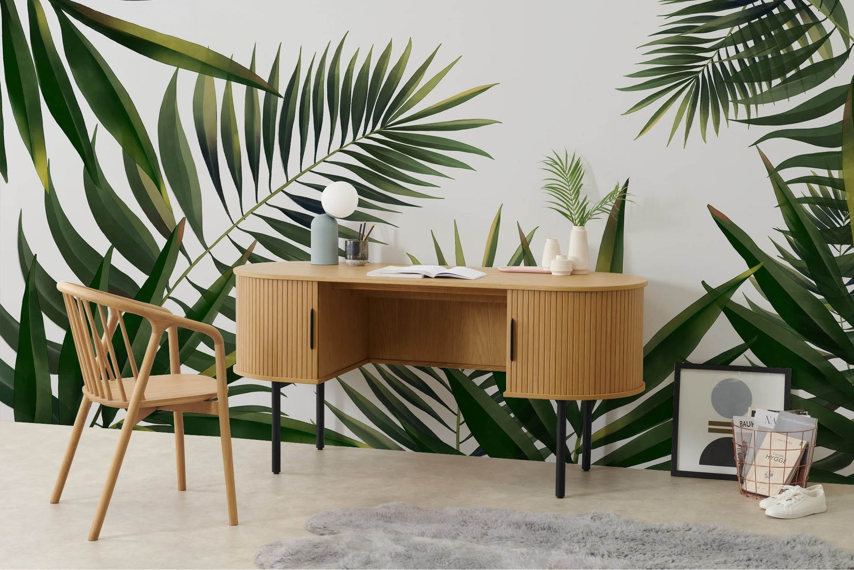 Tropical Palm Leaf Pattern Wallpaper Mural | Ever Wallpaper