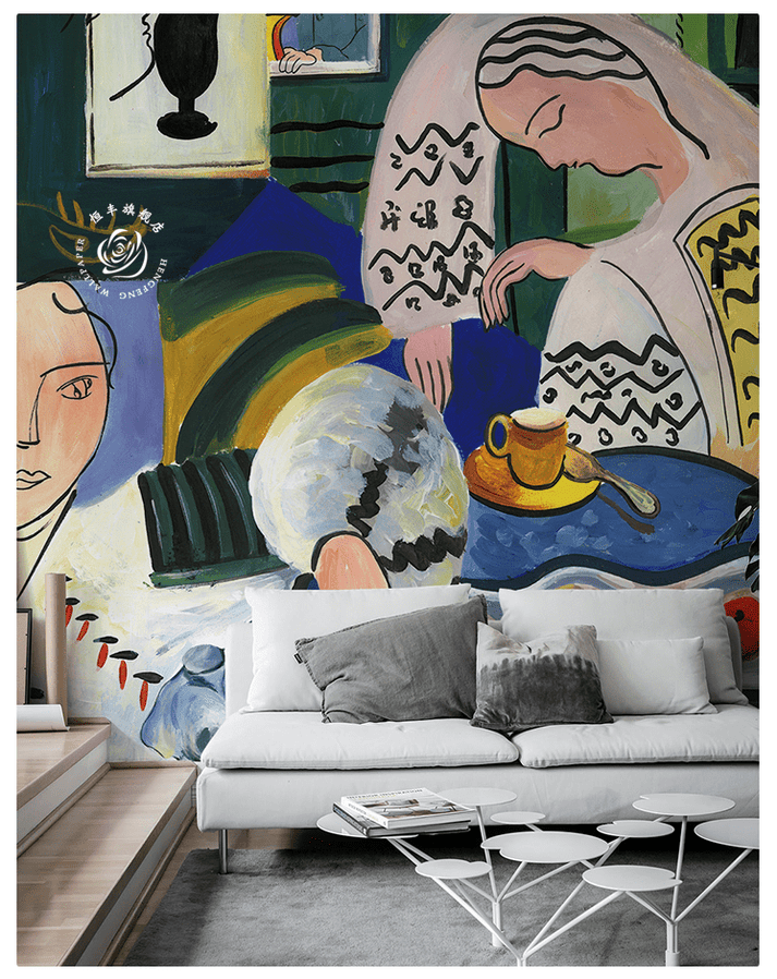 Colorful Abstract Characters Art Wall Mural | Ever Wallpaper ...