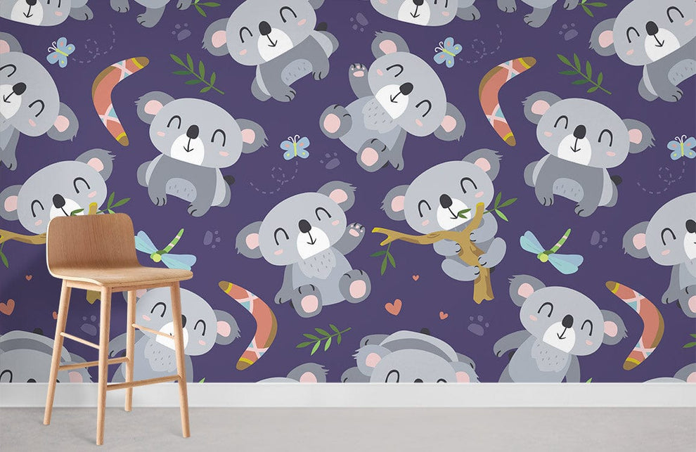 Cute Koala Playful Nursery Mural Wallpaper | Ever Wallpaper – Everwallpaper