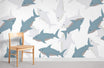Blue Shark Illustration Kids Mural Wallpaper | Ever Wallpaper ...