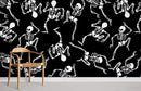 Whimsical Dancing Skeletons Mural Wallpaper | Ever Wallpaper