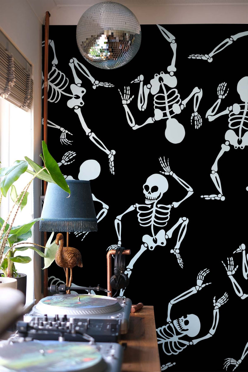 Whimsical Dancing Skeletons Mural Wallpaper | Ever Wallpaper ...