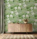 Refreshing Green Leaf Floral Mural Wallpaper | Ever Wallpaper