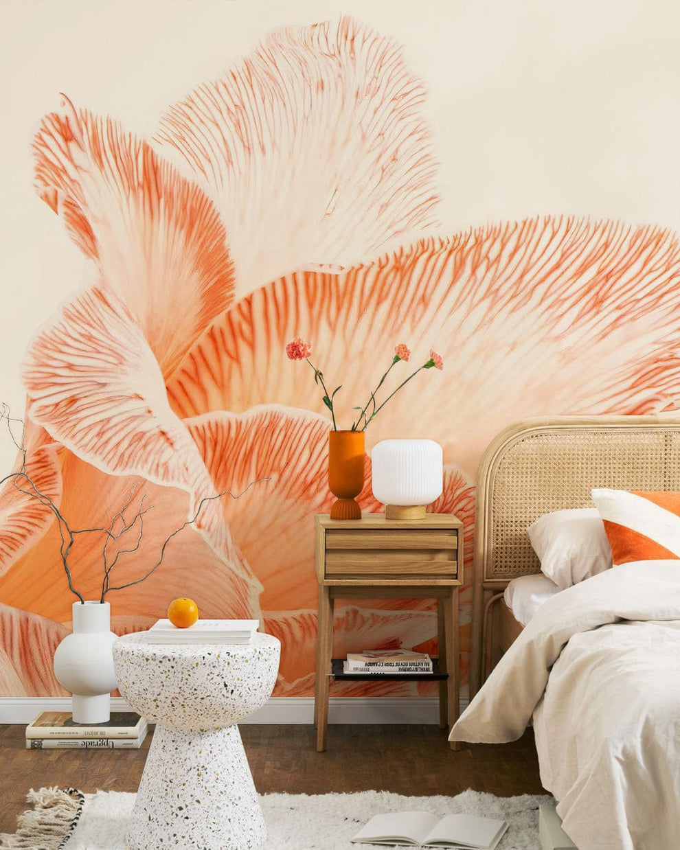 Elegant Peach Floral Wallpaper Mural | Ever Wallpaper – Everwallpaper