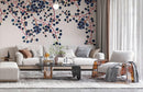 Elegant Blue Berries Branch Mural Wallpaper | Ever Wallpaper