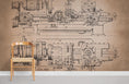 Vintage Mechanical Engineering Drawing Mural Wallpaper | Ever Wallpaper