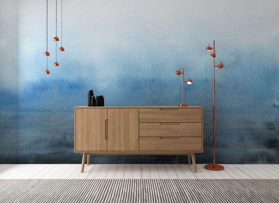 Abstract Ocean Hues Watercolor Mural Wallpaper | Ever Wallpaper