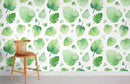 Refreshing Green Leaf Watercolor Mural Wallpaper | Ever Wallpaper