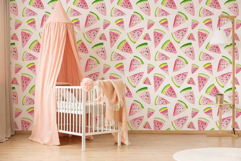 Whimsical Pink Watermelon Slice Mural Wallpaper | Ever Wallpaper ...
